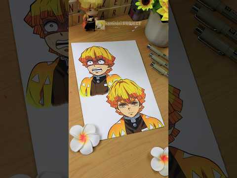 FAKE or ART ? 😱 Is that a real Drawing or Cheating #shorts #drawing #zenitsu #demonslayer