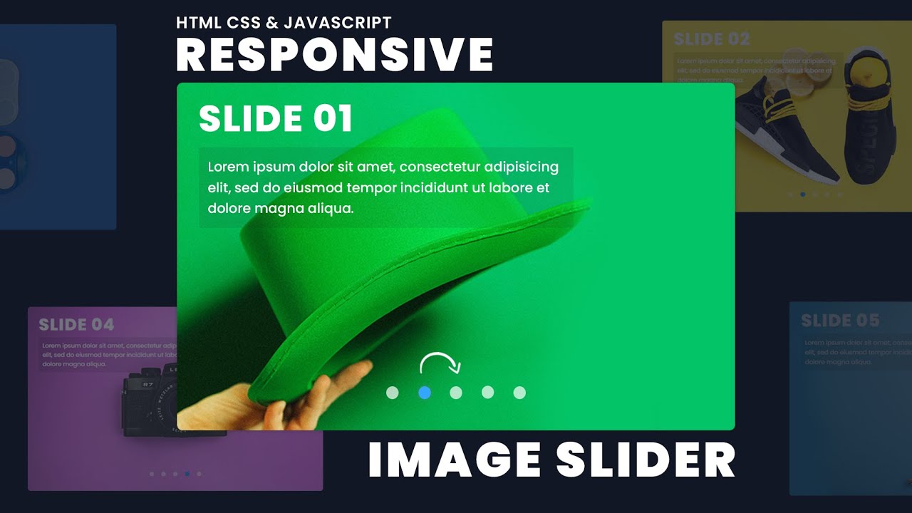Responsive Image Slider | With Manual Button & Auto-play Navigation Visibility - HTML CSS Javascript
