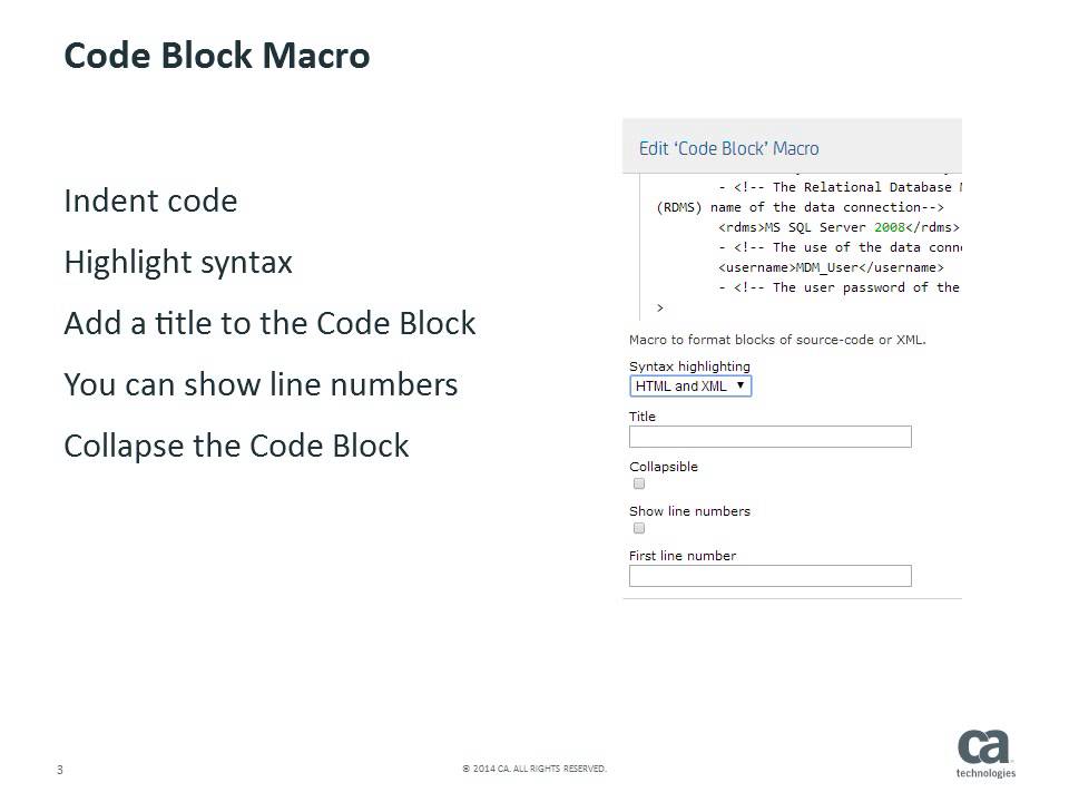 Differences between Code Block and CA Code Block Macro