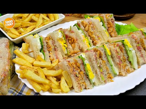 Restaurant Style Chicken Club Sandwich Recipe,Quick And Easy Recipe,Iftar Special Recipe
