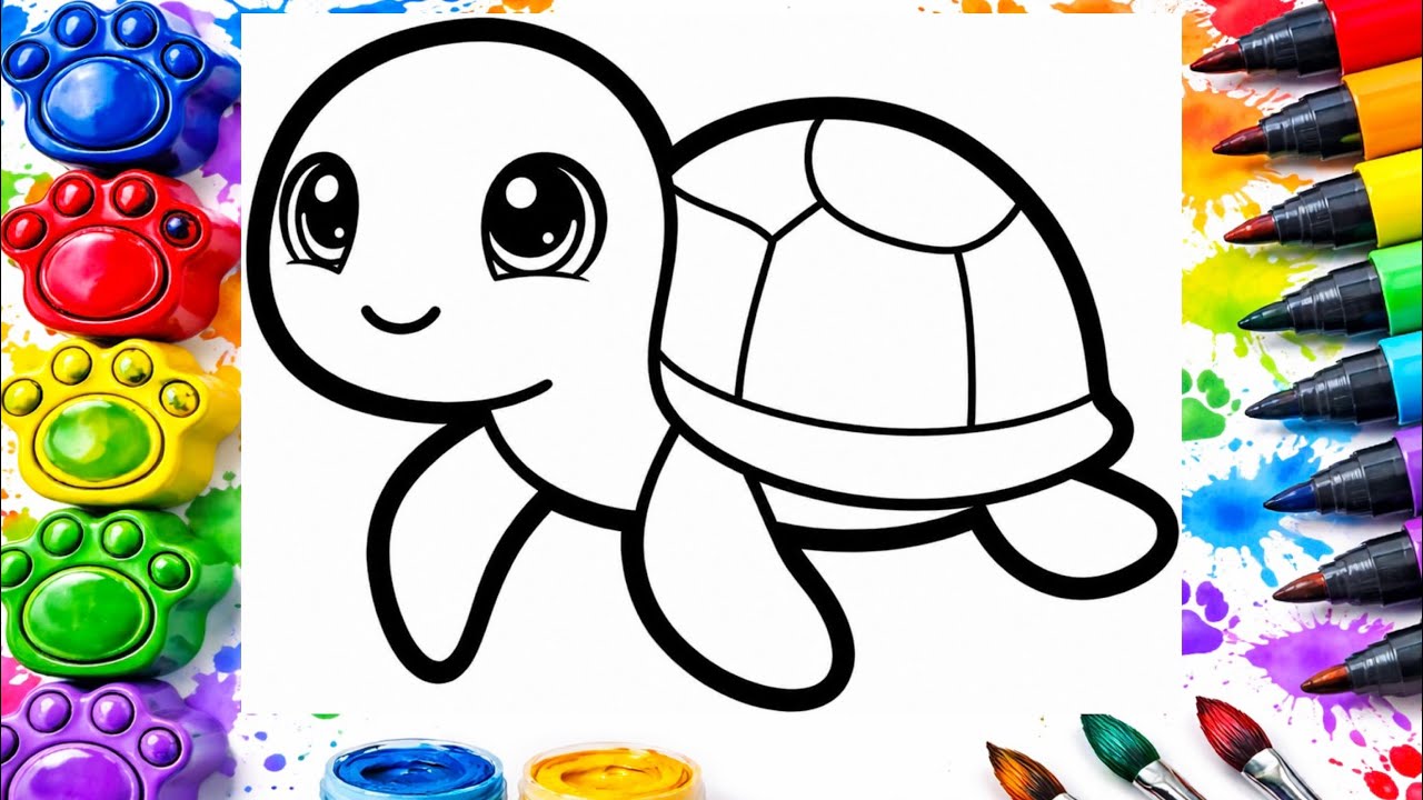 How to Draw a Cute Turtle Step by Step | Easy Drawing for Kids