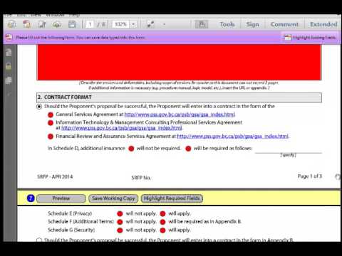 BC Government's Short-Form Request for Proposal - SmartForm functionality for Buyers