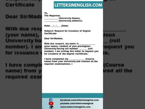 Request Letter for Degree Certificate from University