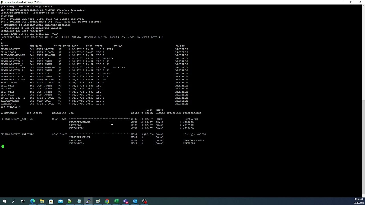 command line interface to Workload Automation - (TWS/IWS)
