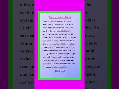 Save Earth Speech in English | Earth Day Speech 2025 | Short Speech On Save Earth | Save Earth