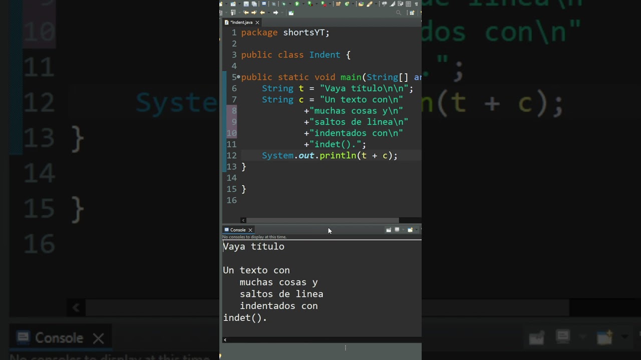 METODO INDENT de JAVA 12 #aprenderjava