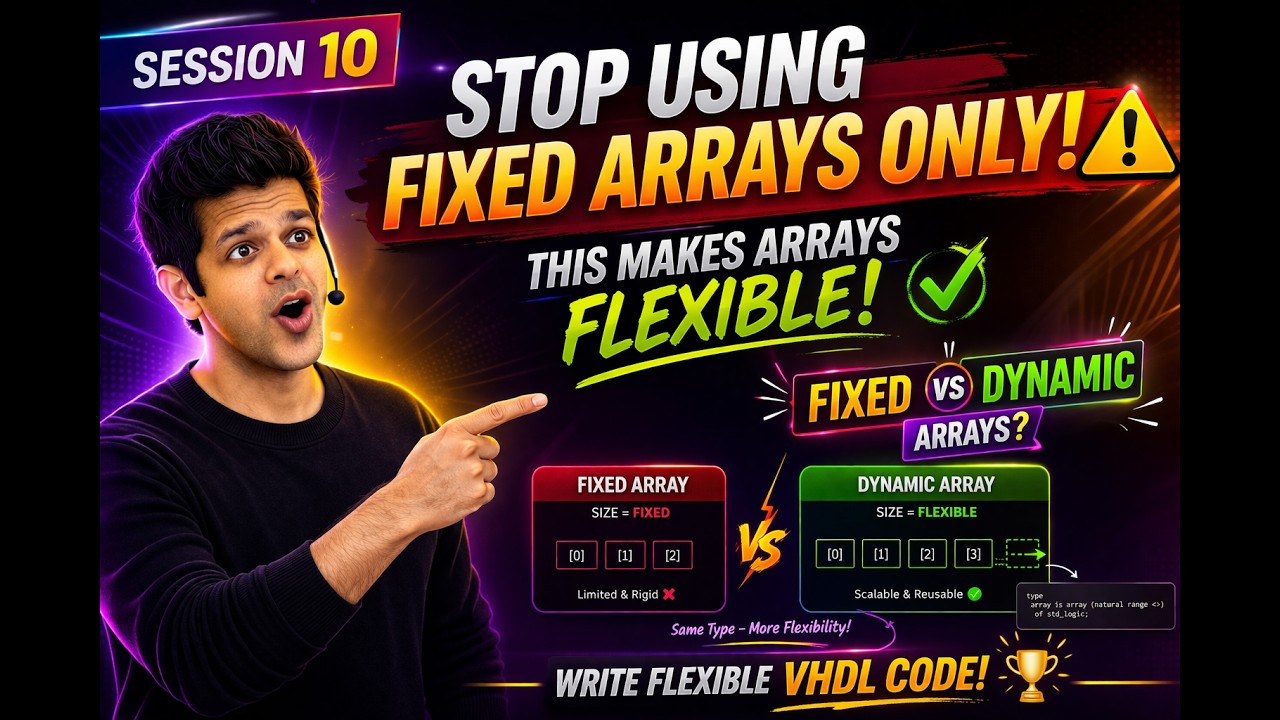 10 - Full FPGA Course ~ VHDL Array & Custom Datatype, Unconstrained vs Fixed-Size Array | Course 04