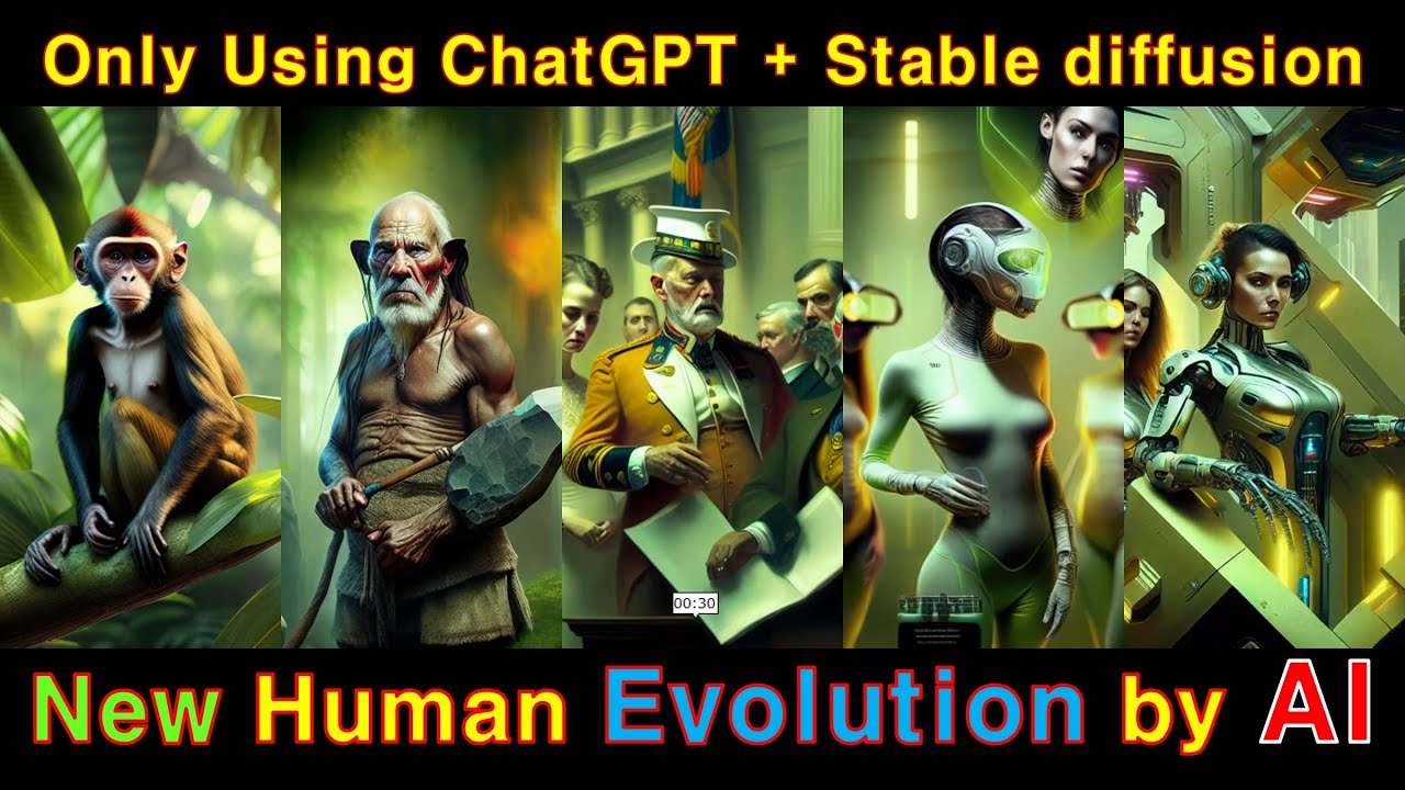 AI art, New Human Evolution by AI only using ChatGPT and Stable Diffusion.