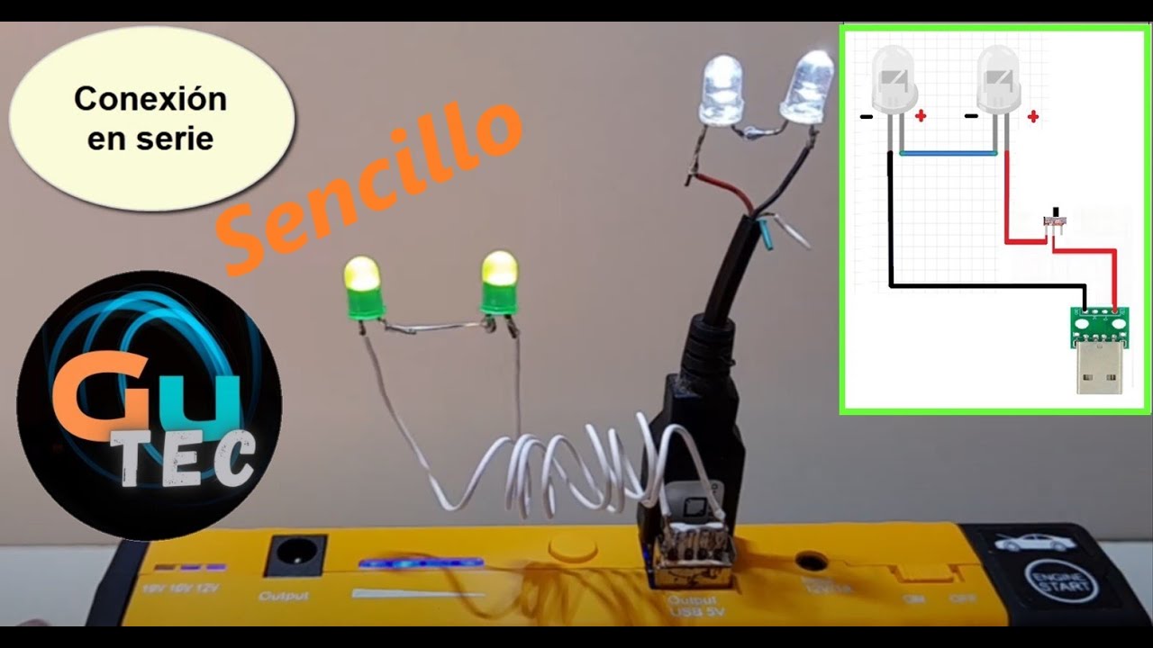 Power Bank  2 LED Sin Resistencia USB Conexión En SERIE.