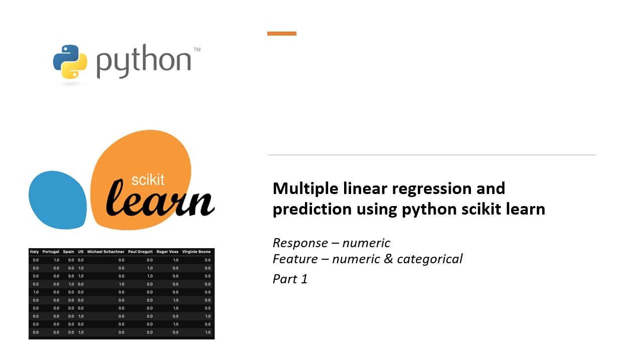 Multiple Linear Regression & Prediction with #scikitlearn #python Part 1 #onehotencoder #regression