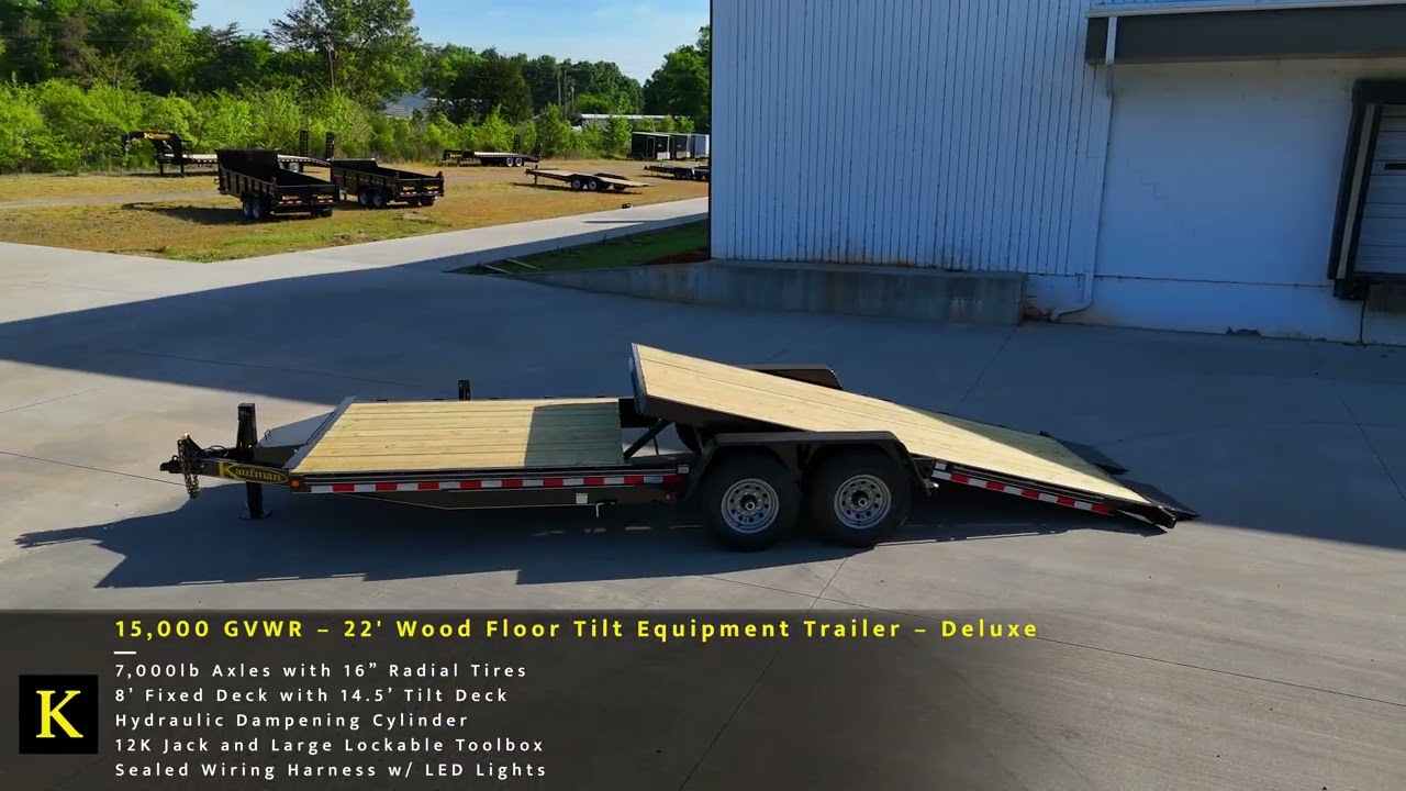 15K Deluxe Wood Tilt Equipment Trailer 22ft | Kaufman