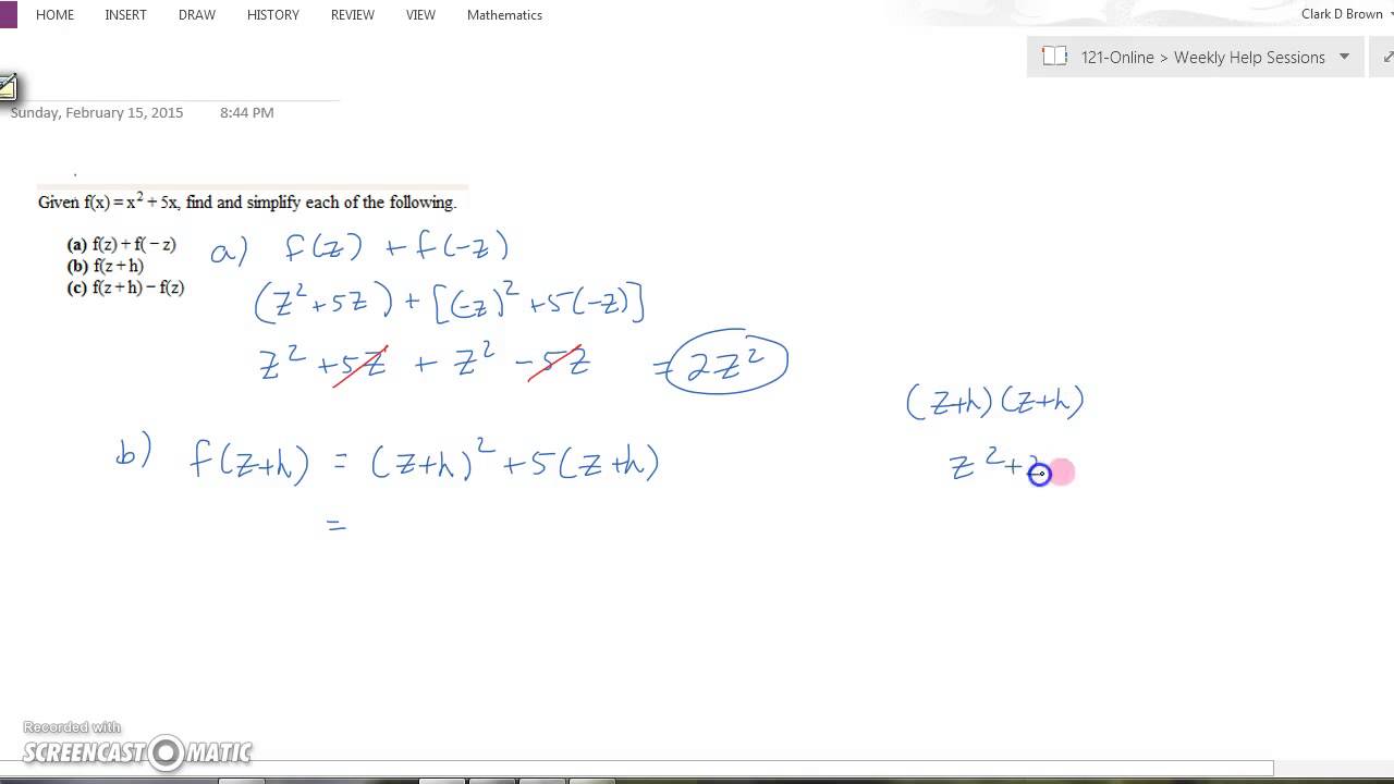 Function Notation Example