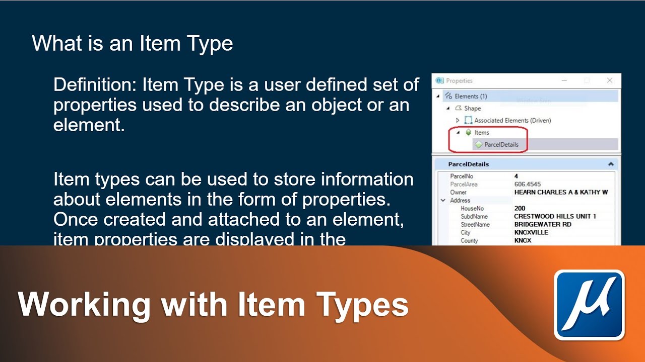Working with Item Types in MicroStation
