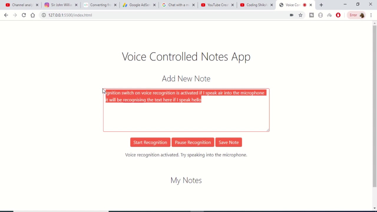 Speech Recognition App in Javascript