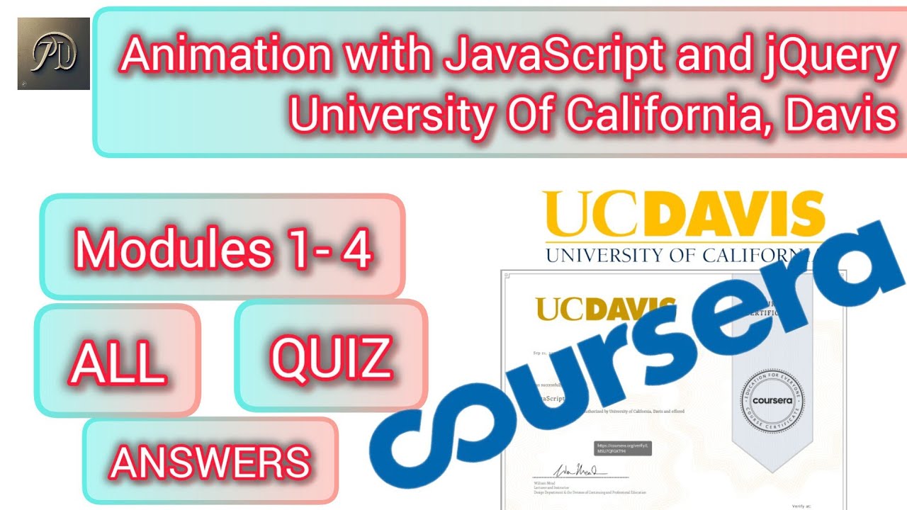 Animation with JavaScript and jQuery | Coursera  Modules 1-4 all Quiz Answers
