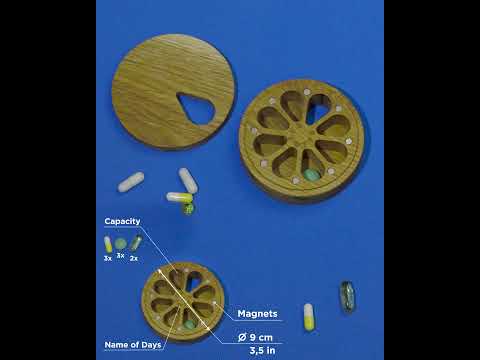 JTNLAB small wooden pill box | Pocket Round Pill box | Ecofriendly Pill box | Travel pill box