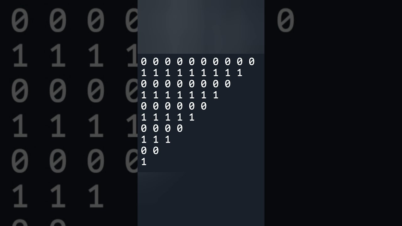 #Shorts🔥Java Pattern Programs Print Numbers 1& Zero Triangle Shape.