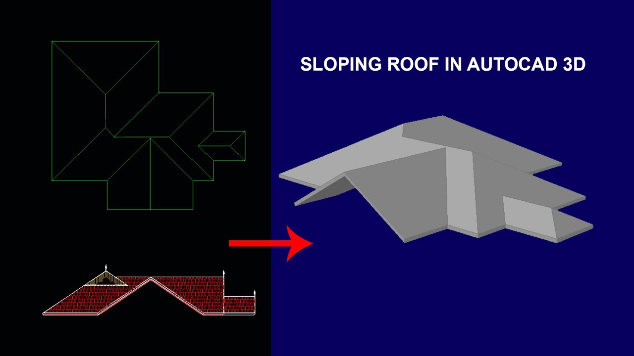 HOW TO MAKE SLOPED ROOF IN AUTOCAD 3D #cadskillz #autocad #autocad3d