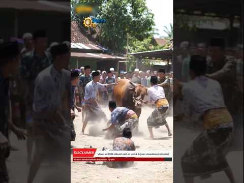 Detik-Detik Sapi Kurban Ngamuk! Seruduk Warga Saat Hendak Dipotong - Karya AI
