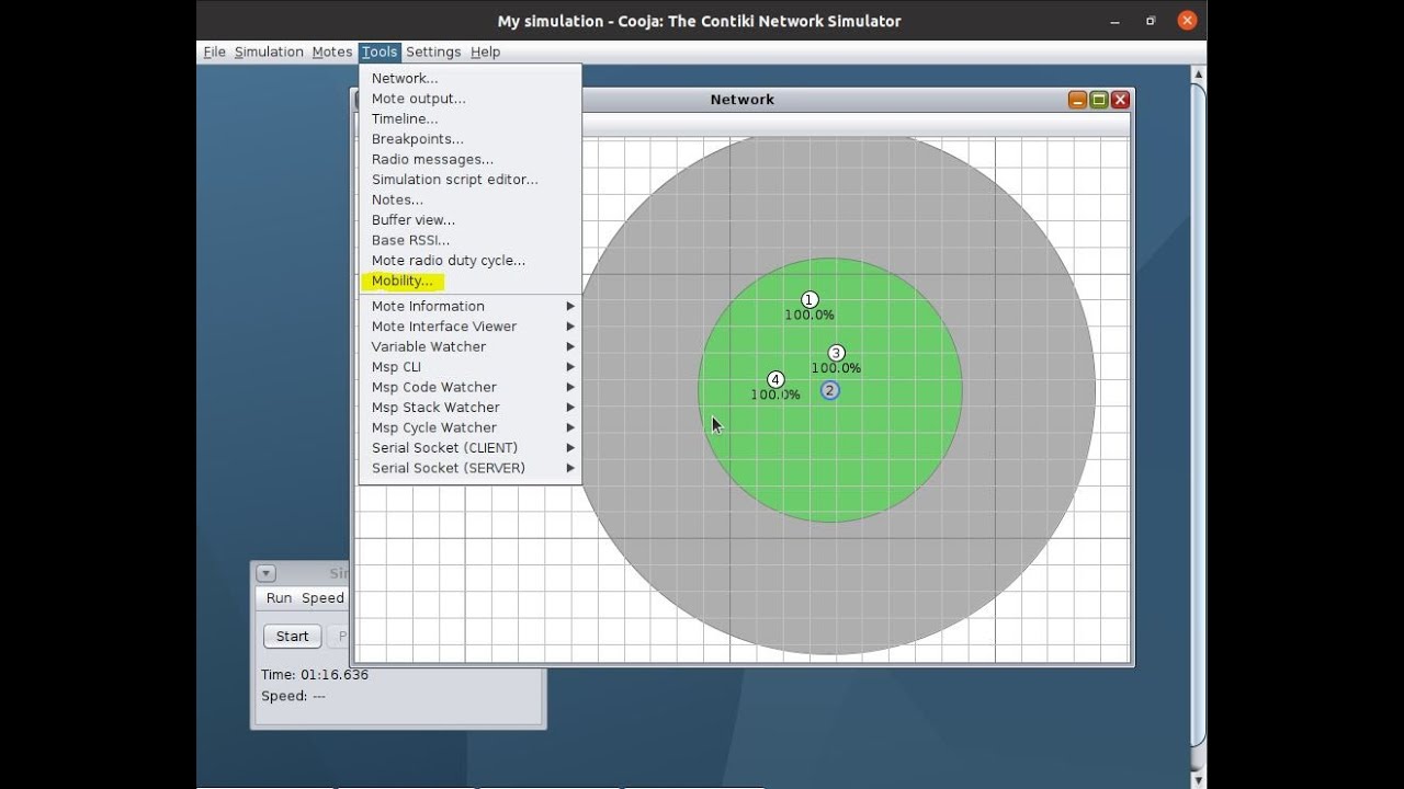 Cooja Mobility Plugin Example video