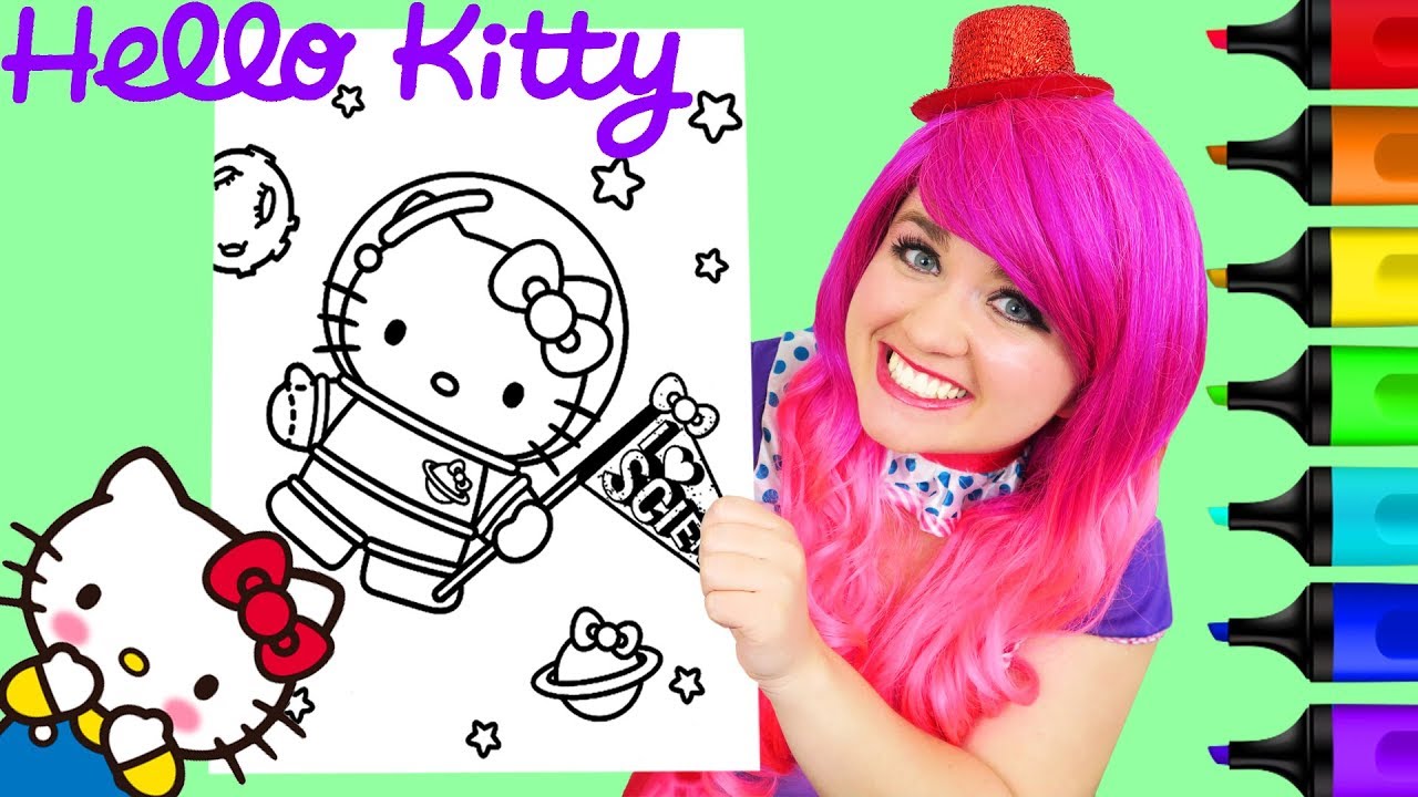Coloring Hello Kitty Astronaut Coloring Page Prismacolor Colored Paint Markers | KiMMi THE CLOWN