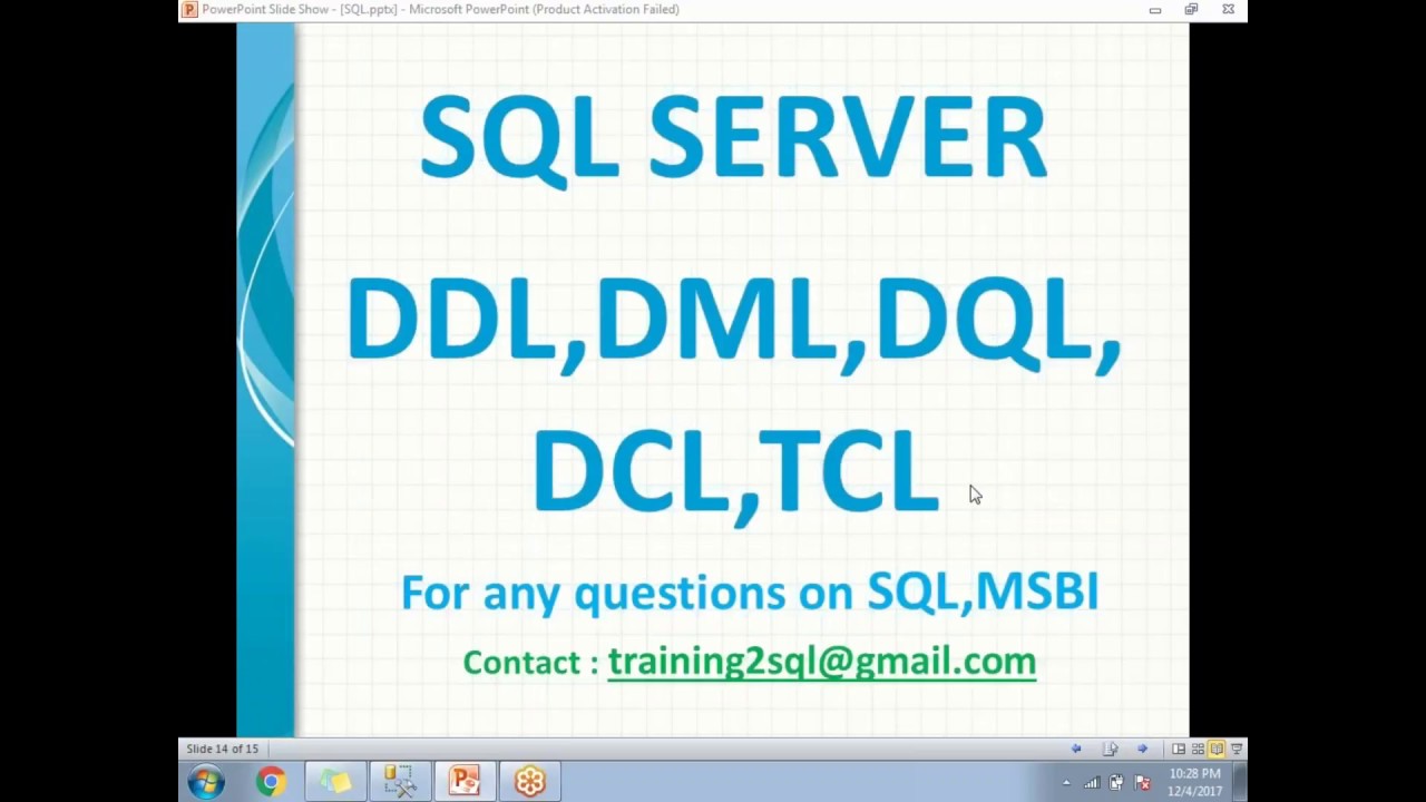 SQL DDL , DML,DQL,TCL and DCL Commands