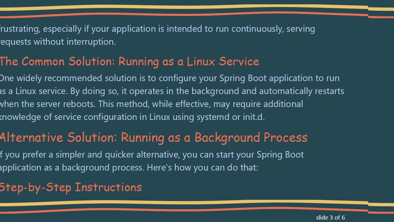 How to Run Your Spring Boot Application in an Embedded Tomcat Server on Linux Without Interruption