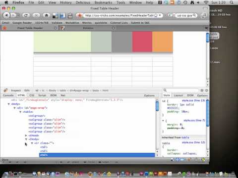 Screencast #66: Table Styling 2, Fixed Header and Highlighting