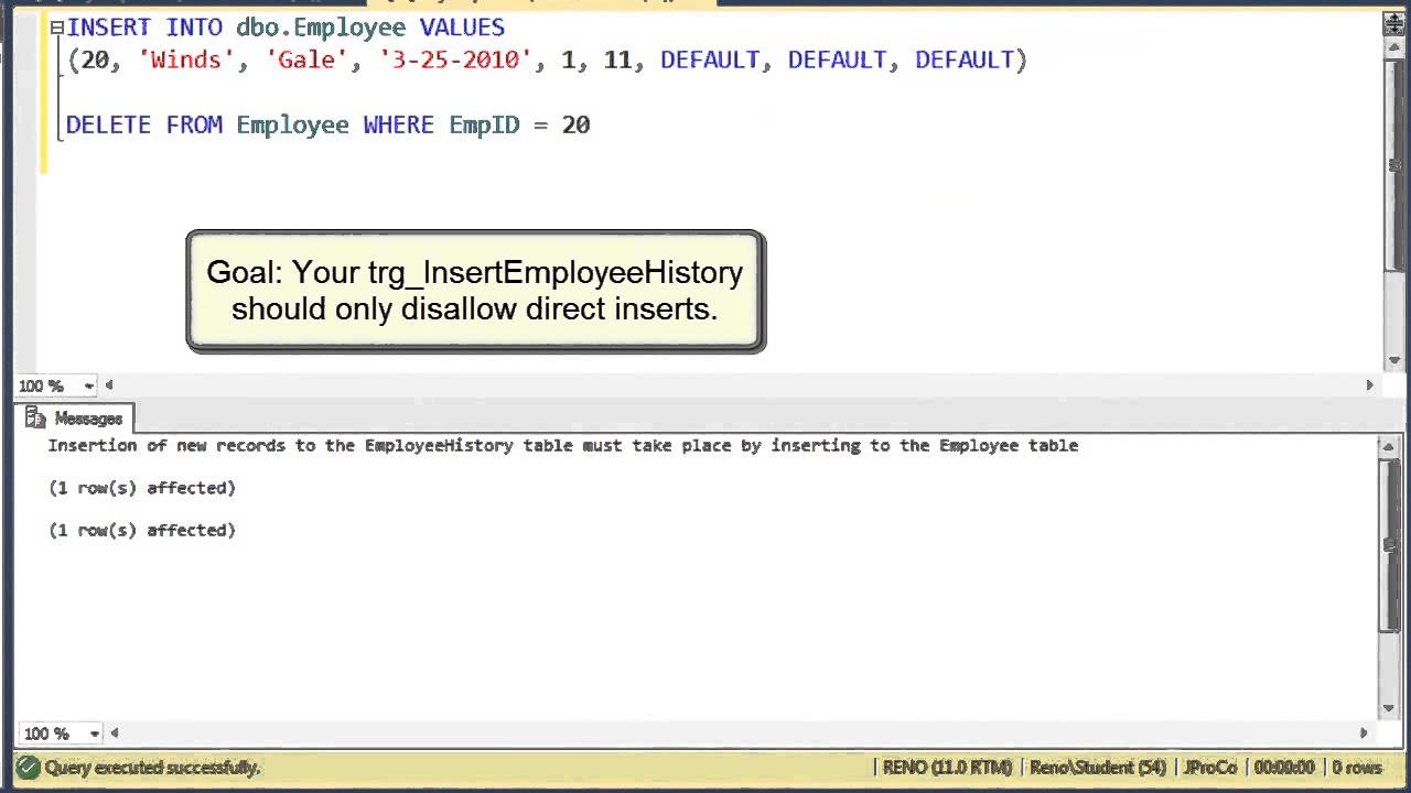 SQL 2012 Nested Triggers Using Trigger_Nestlevel Lab 3.2