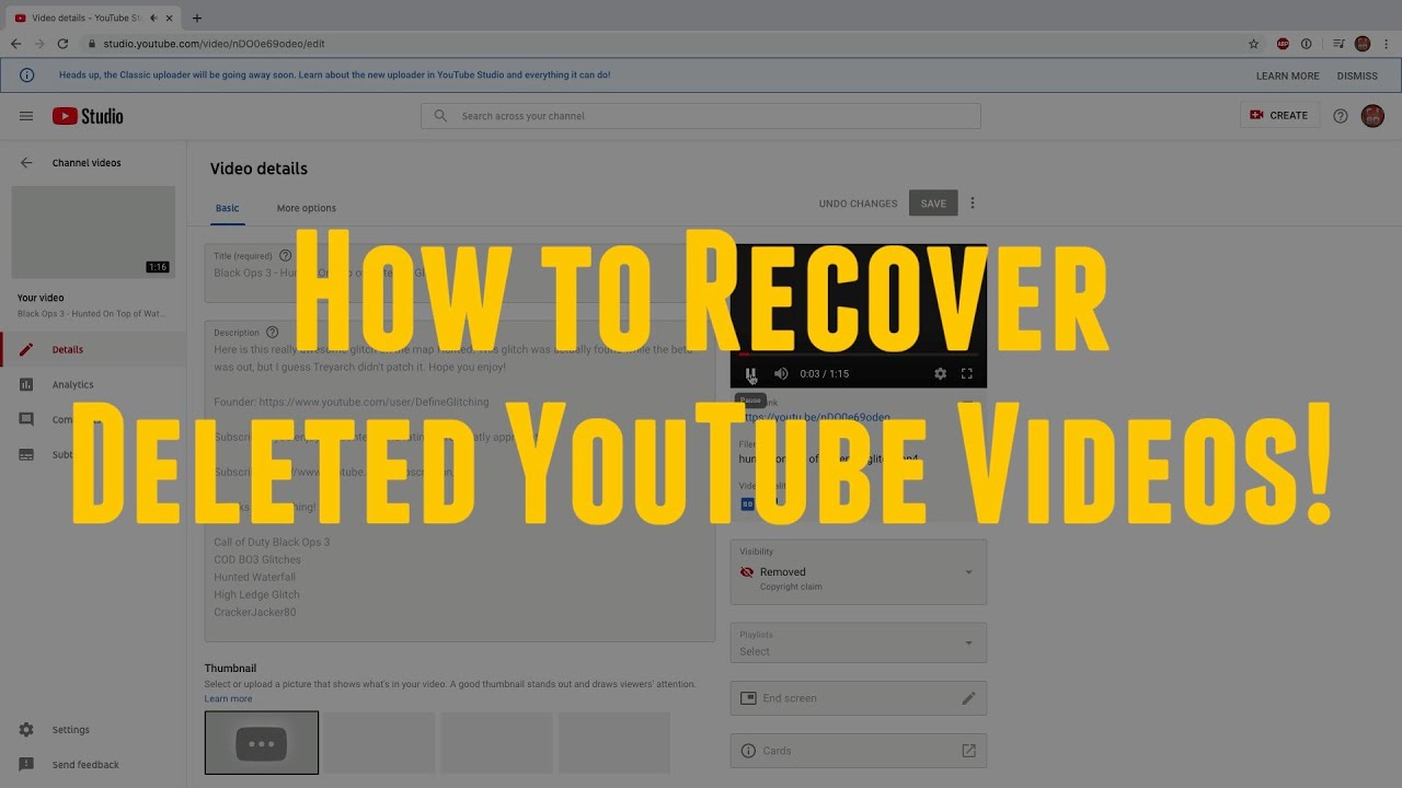 How to Recover Deleted YouTube Videos in 1 MINUTE! (EASIEST WAY!)