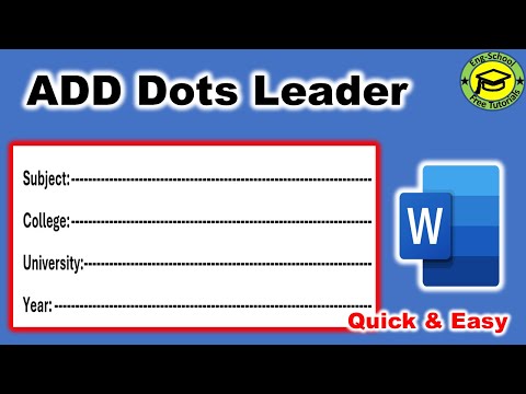 How to add dots Leader in table of contents Word