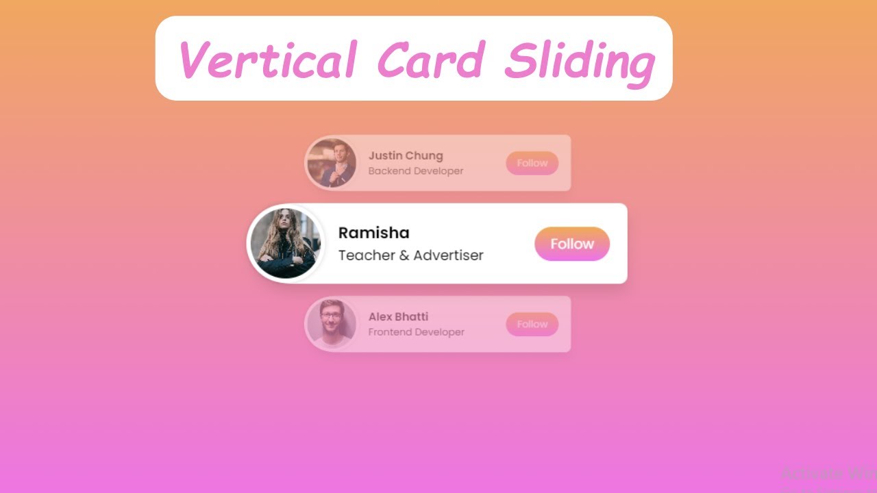 Vertical Card Sliding Animation using only HTML & CSS