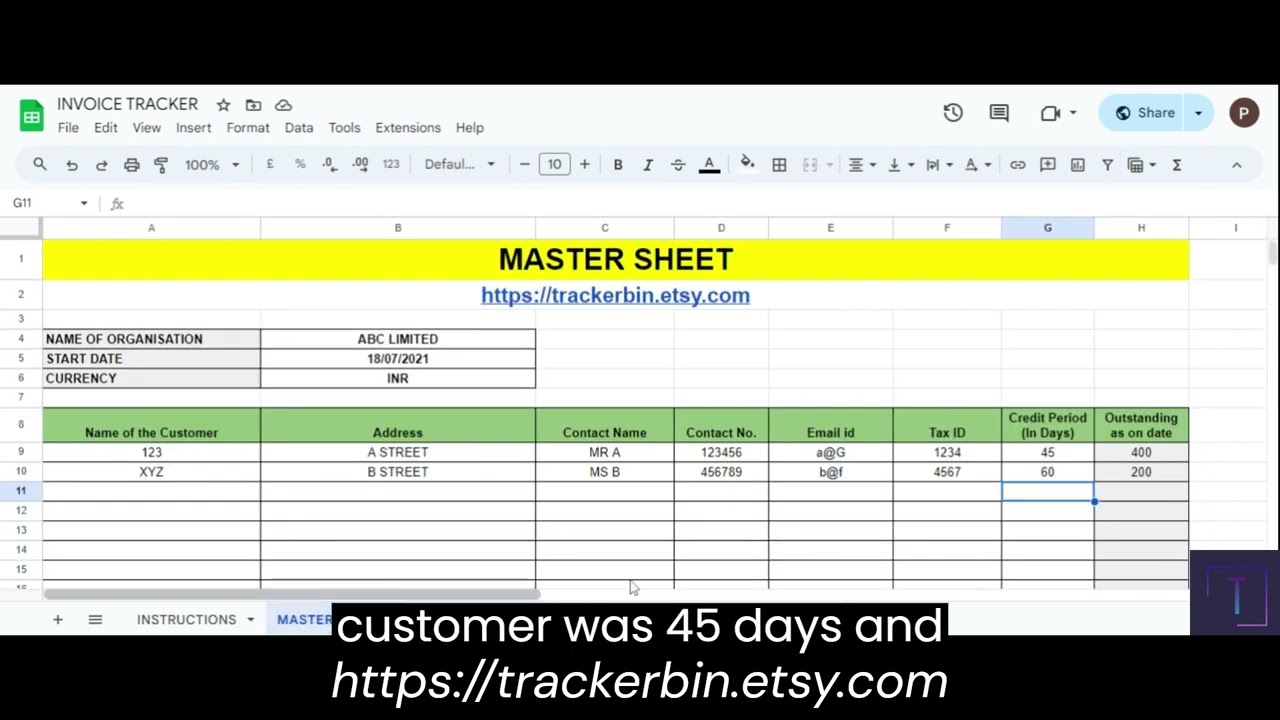 INVOICE TRACKER TEMPLATE - INSTRUCTIONS
