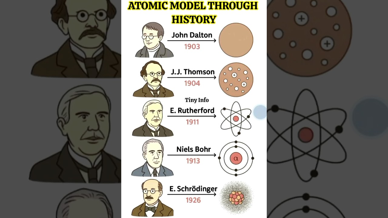ATOMIC MODEL THROUGH HISTORY #tinyinfo #facts #atomicmodel #history #chemistry