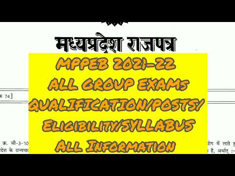 MPPEB All Groups & SubGroups Post Exams 2021-22 QUALIFICATION/Eligibility/Syllabus & Other Details