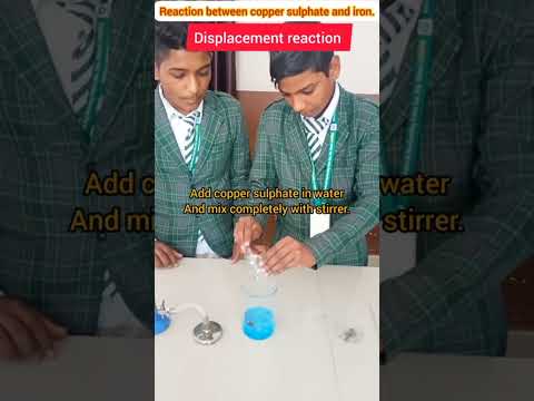 Reaction between copper sulphate and iron fillings. #scienceexperiment #scifi #sciencefacts #shorts