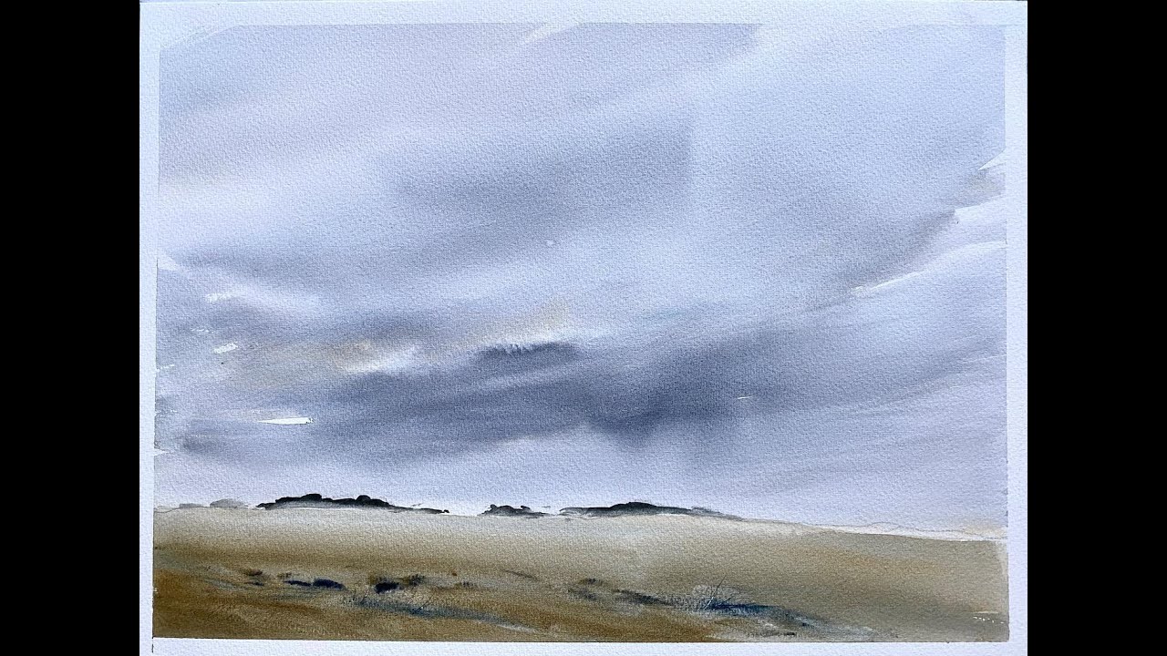 How To Paint Lois' Simple STORMY SKY Watercolor Landscape, watercolour painting tutorial demo