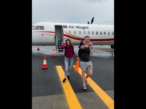 Walking off the plane at Kavieng Airport