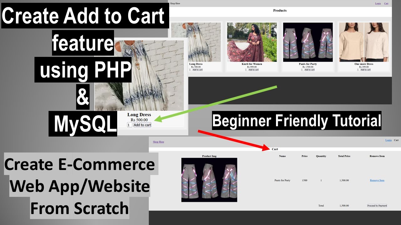 How to Create Add to Cart feature using PHP & MySQL ||E-Commerce Cart Tutorials ||ADD TO CART