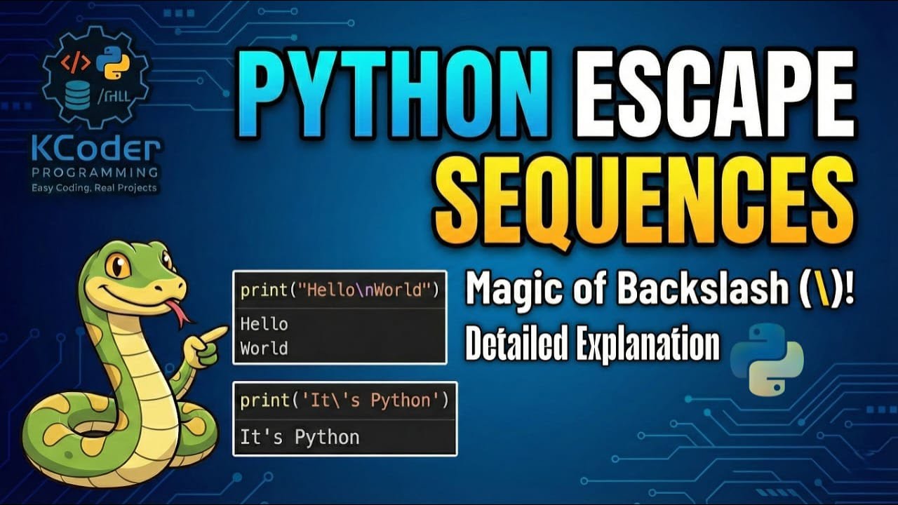 Python Escape Sequences Explained #kcoderprogramming #coding #python #pythontutorial #pythoncoding