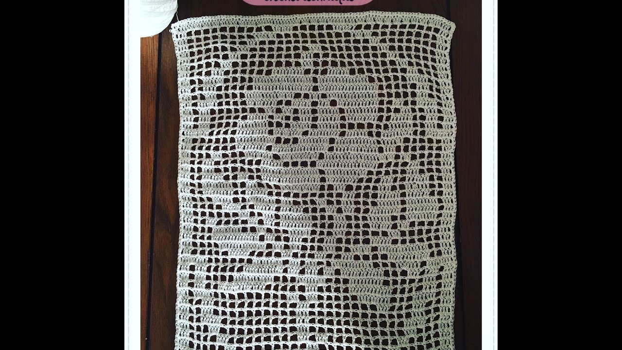 CC How to crochet doily with rose motive. Crochet filet technique. Part 1 of 4