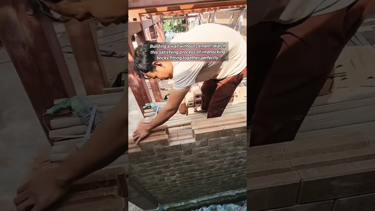 Cement-Free Interlocking Brick Wall.