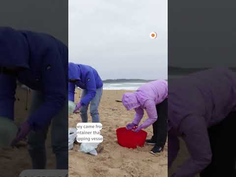 Millions of plastic pellets wash up on Spanish beach