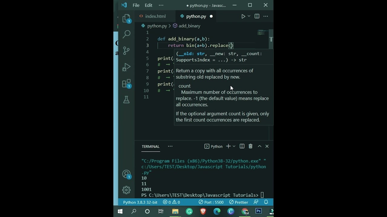 #shorts #Programming #coading #python return sum as binary string write a python function for it