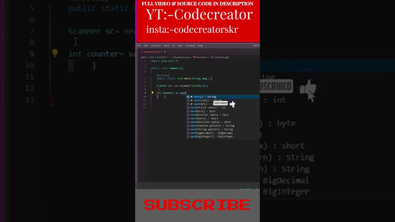 Print Number Using While Loop In Java | #viralshorts  #shorts  #java #short #java