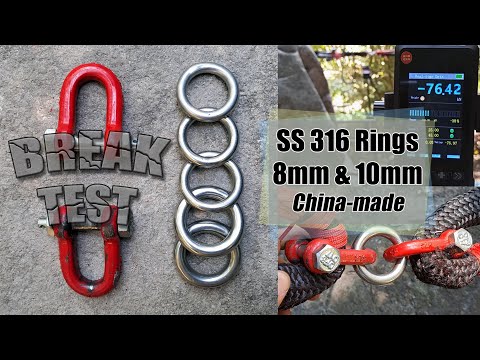 BREAK TEST: 316 Stainless Steel welded Rings for lowering rappel anchors Shawa Canyoning, China made