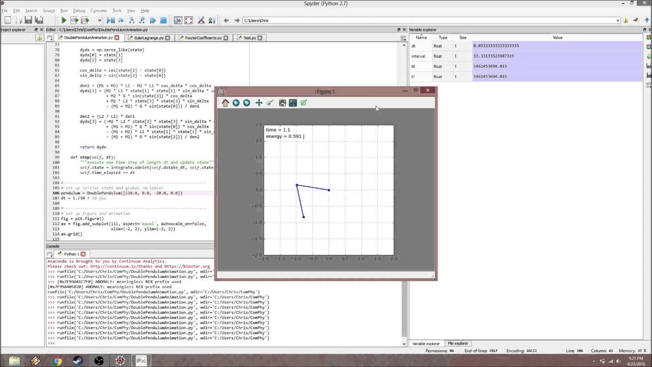 Double Pendulum Python Simulation
