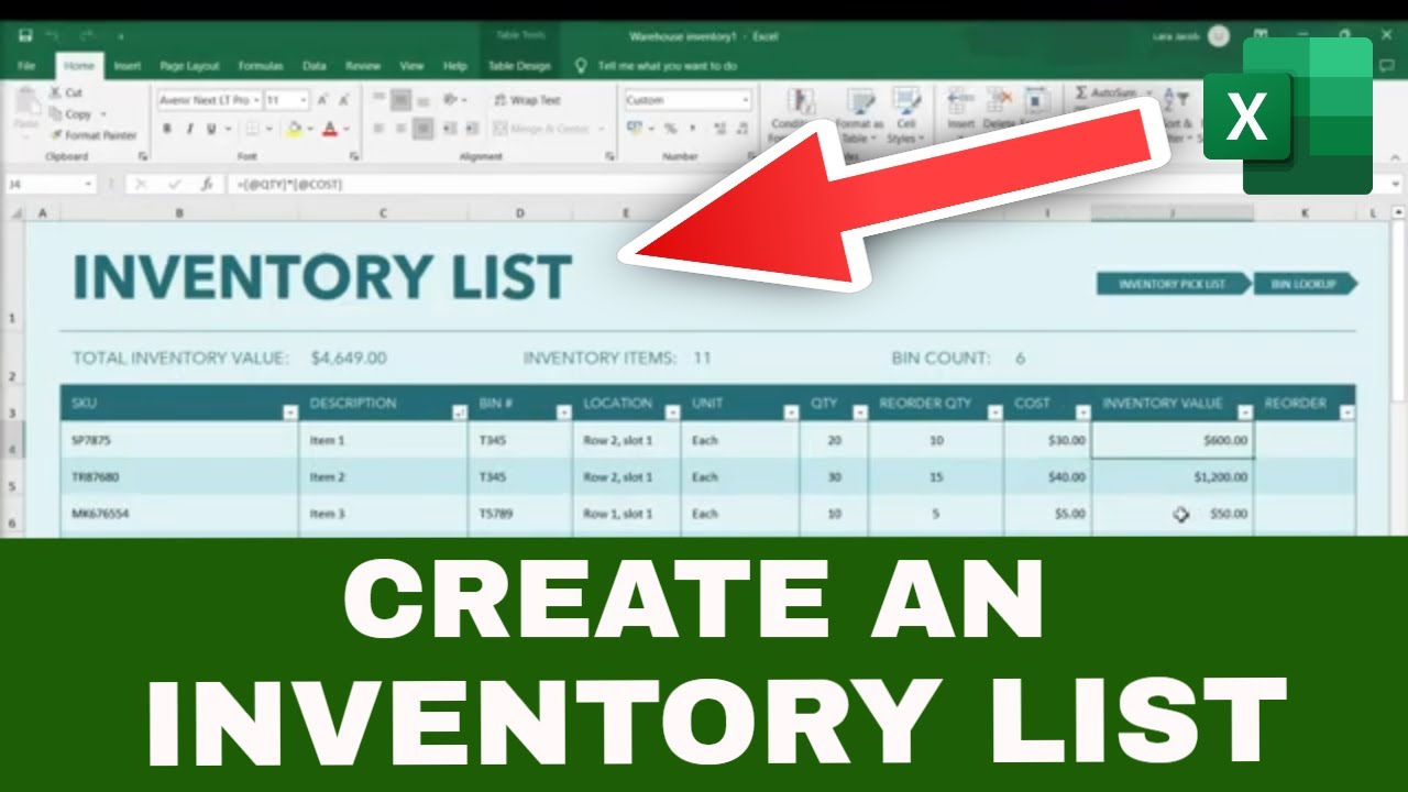 How to Create a Basic INVENTORY LIST in Excel | Manage Business Inventory