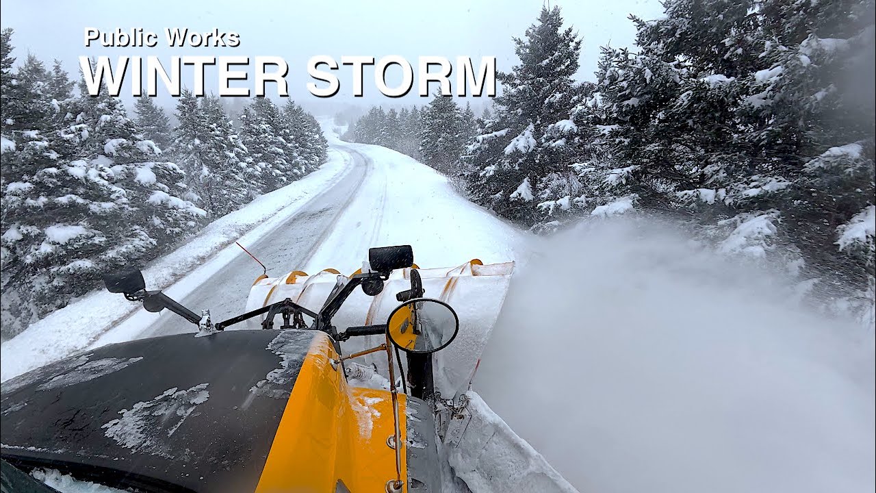 Inside a Public Works Winter Shift /Snow Plowing POV