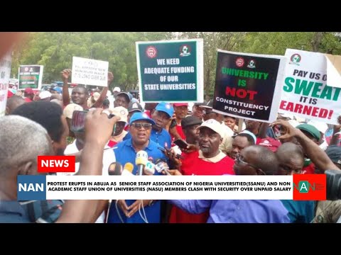Protest Erupts in Abuja as SSANU & NASU Members Clash with Security over Unpaid Salary